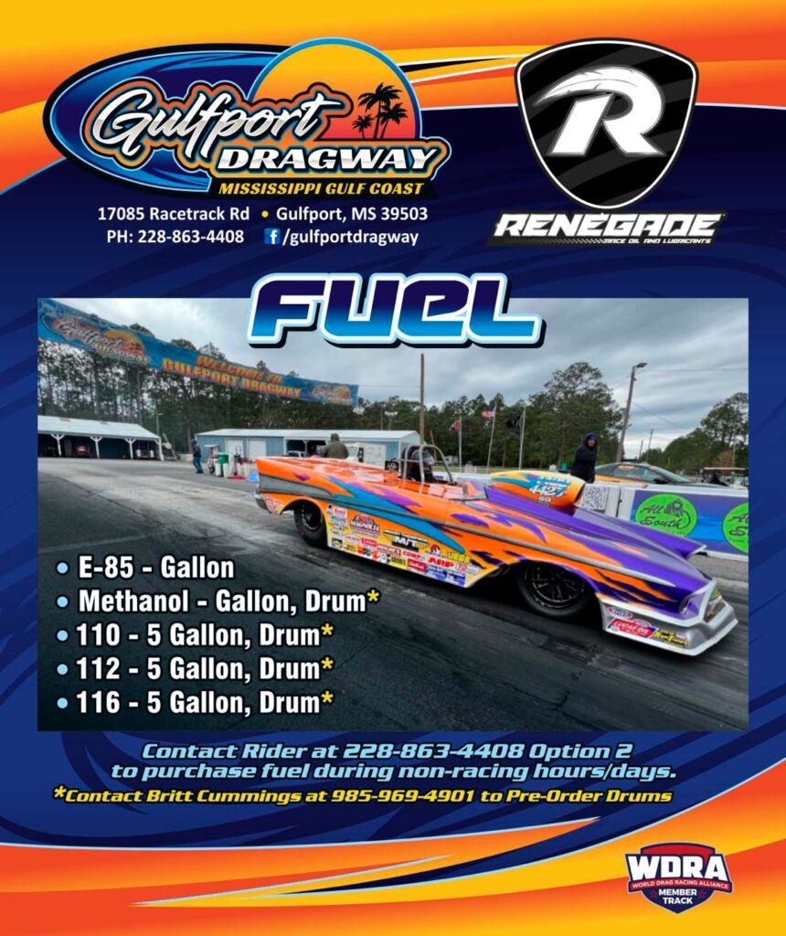 Renegade Race Fuel Info/Sales - Gulfport Dragway
